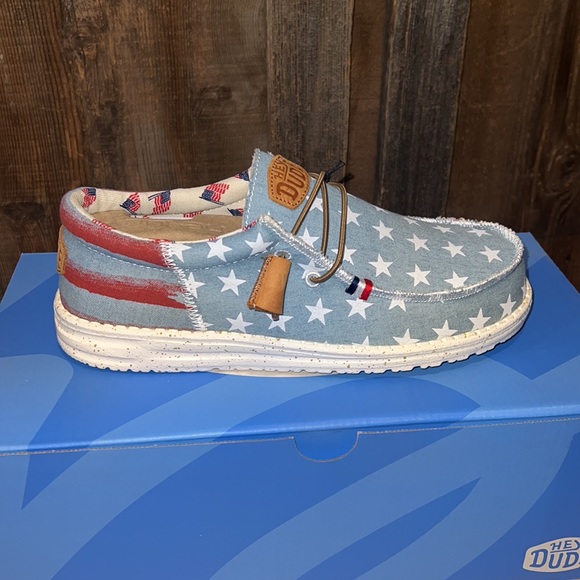 Hey Dude | Shoes | Last Ones Hey Dude Wally Americana Denim Star Shoes ...